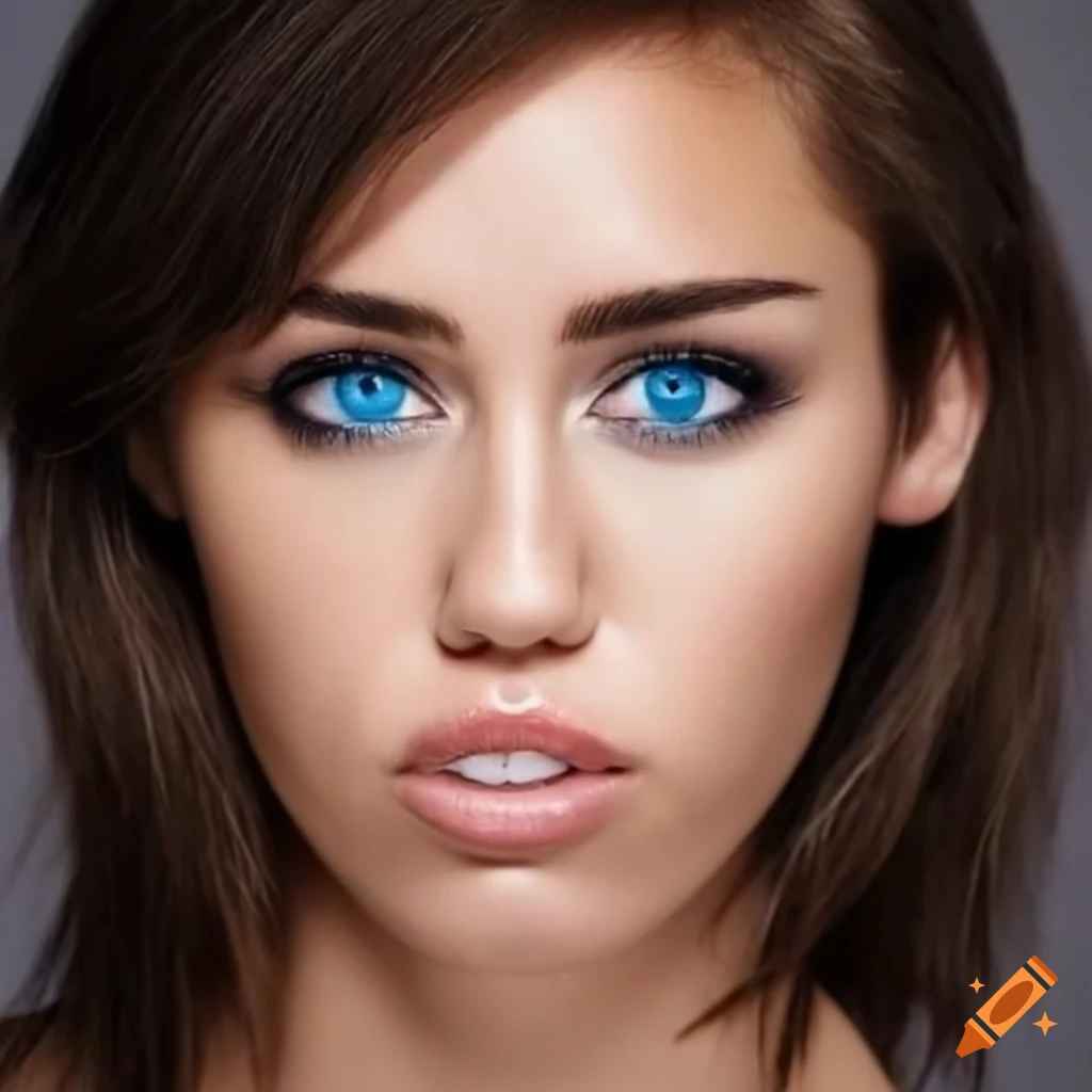 High resolution portrait of woman with tan skin and blue eyes on Craiyon