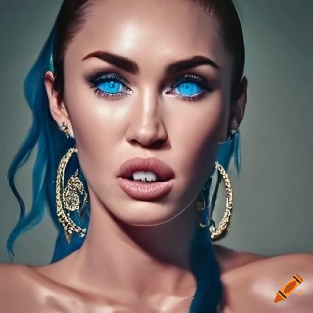 Portrait of megan fox miley cyrus with captivating blue eyes on Craiyon