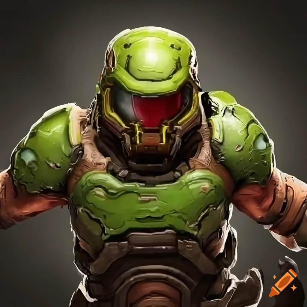 Halloween cosplay of doom slayer character