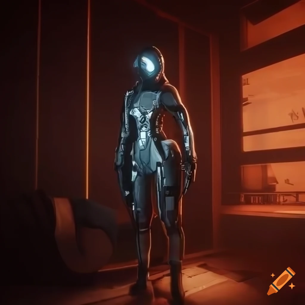 Asian woman in high-tech suit in a laboratory on Craiyon