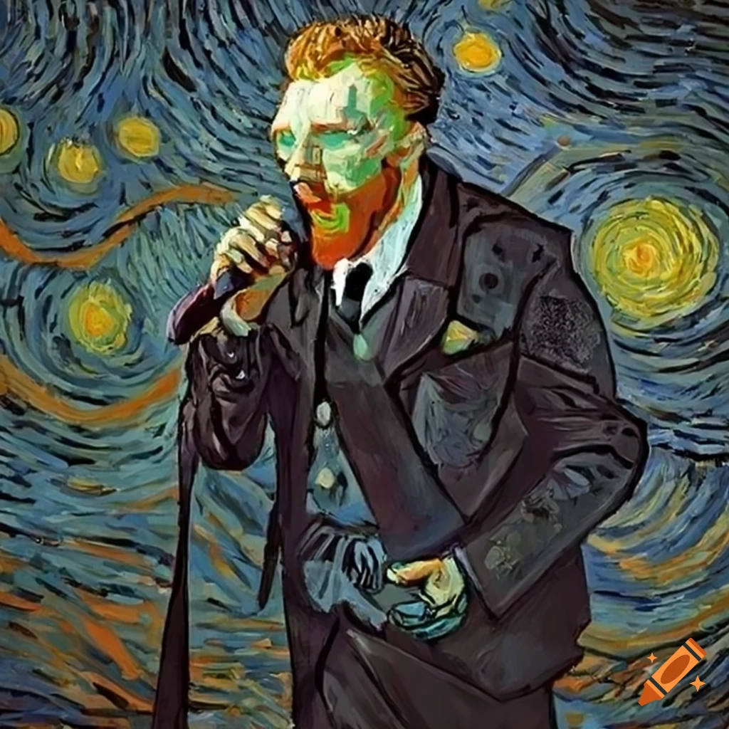 Creative portrayal of Van Gogh as a singer on Craiyon