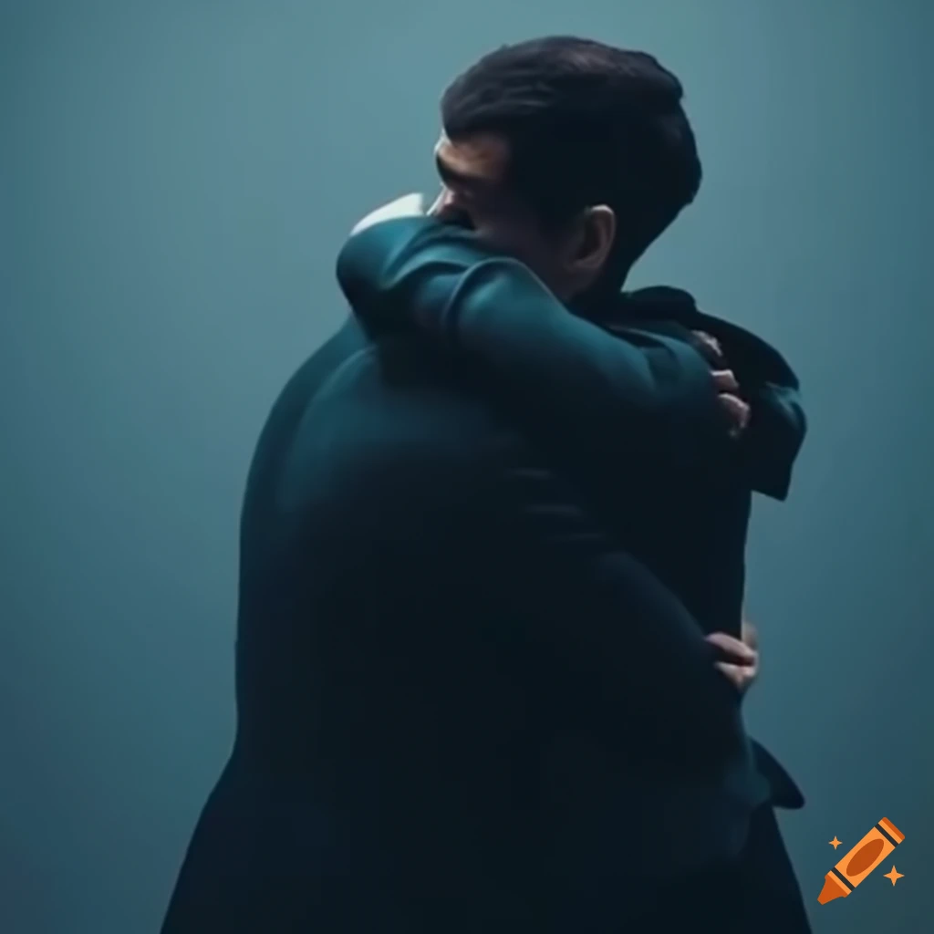 Man embracing empty air with love