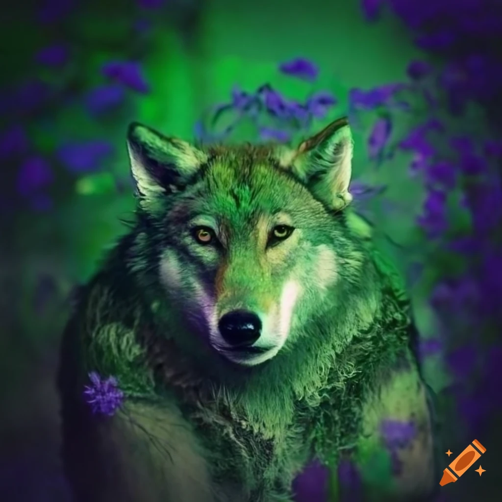 Colorful artwork of a wolf on Craiyon