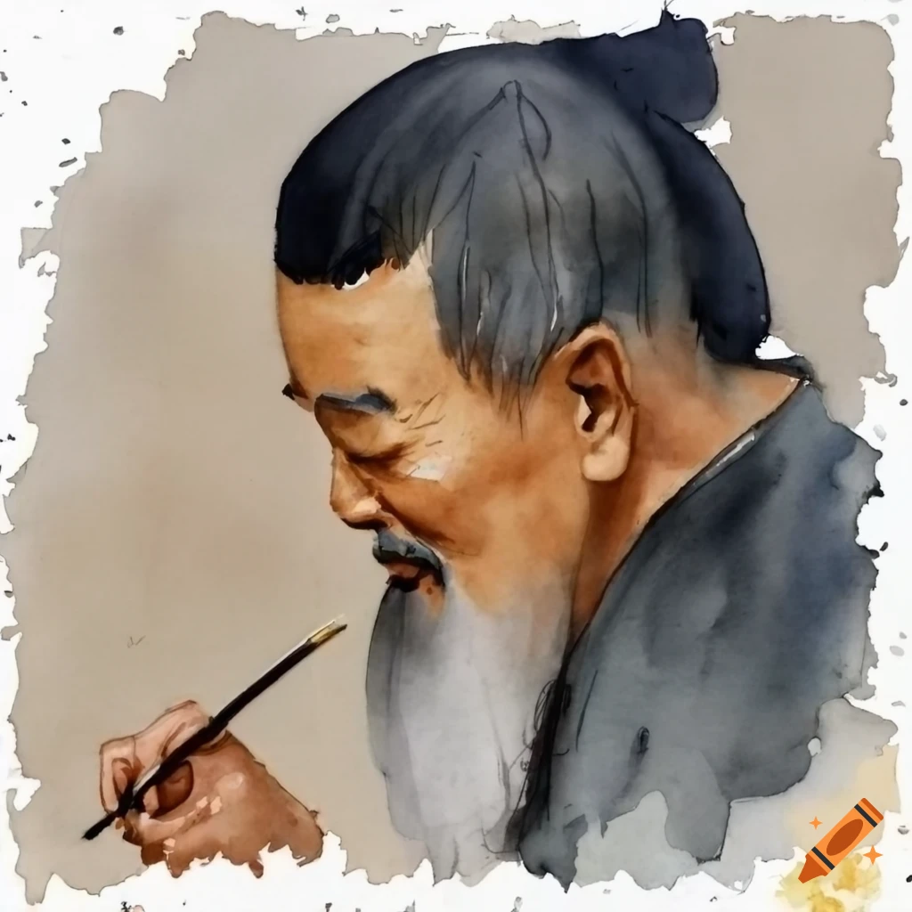 Chinese philosopher giving advice at a table on Craiyon