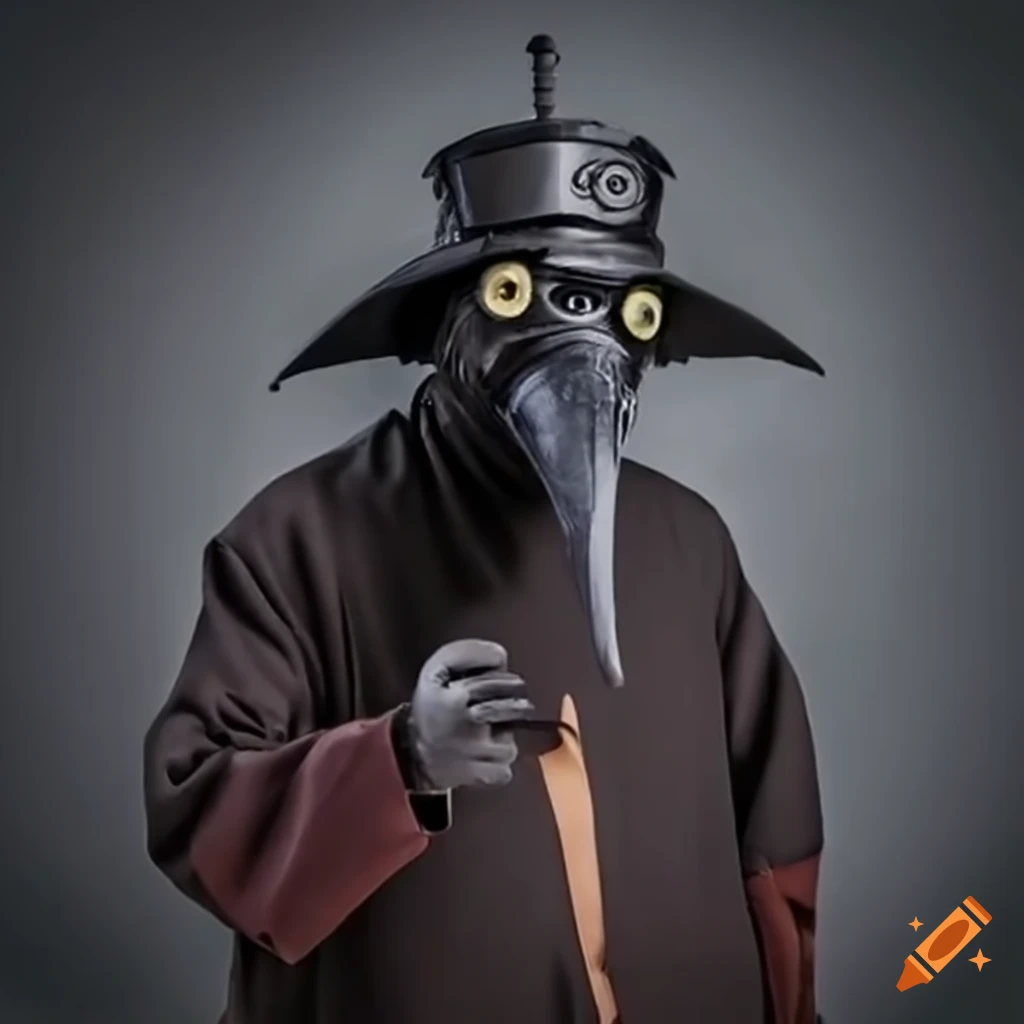 Funny twist on a plague doctor wearing naruto costume on Craiyon