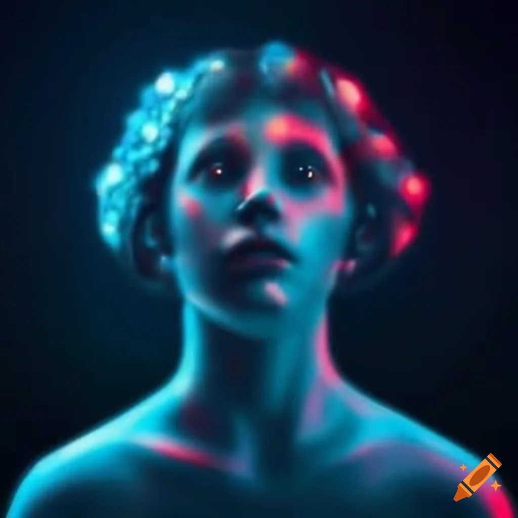 Opal gemstone human face sculpture on Craiyon