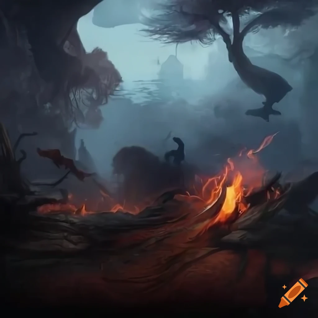 Detailed fairytale illustration of apocalyptic world on Craiyon