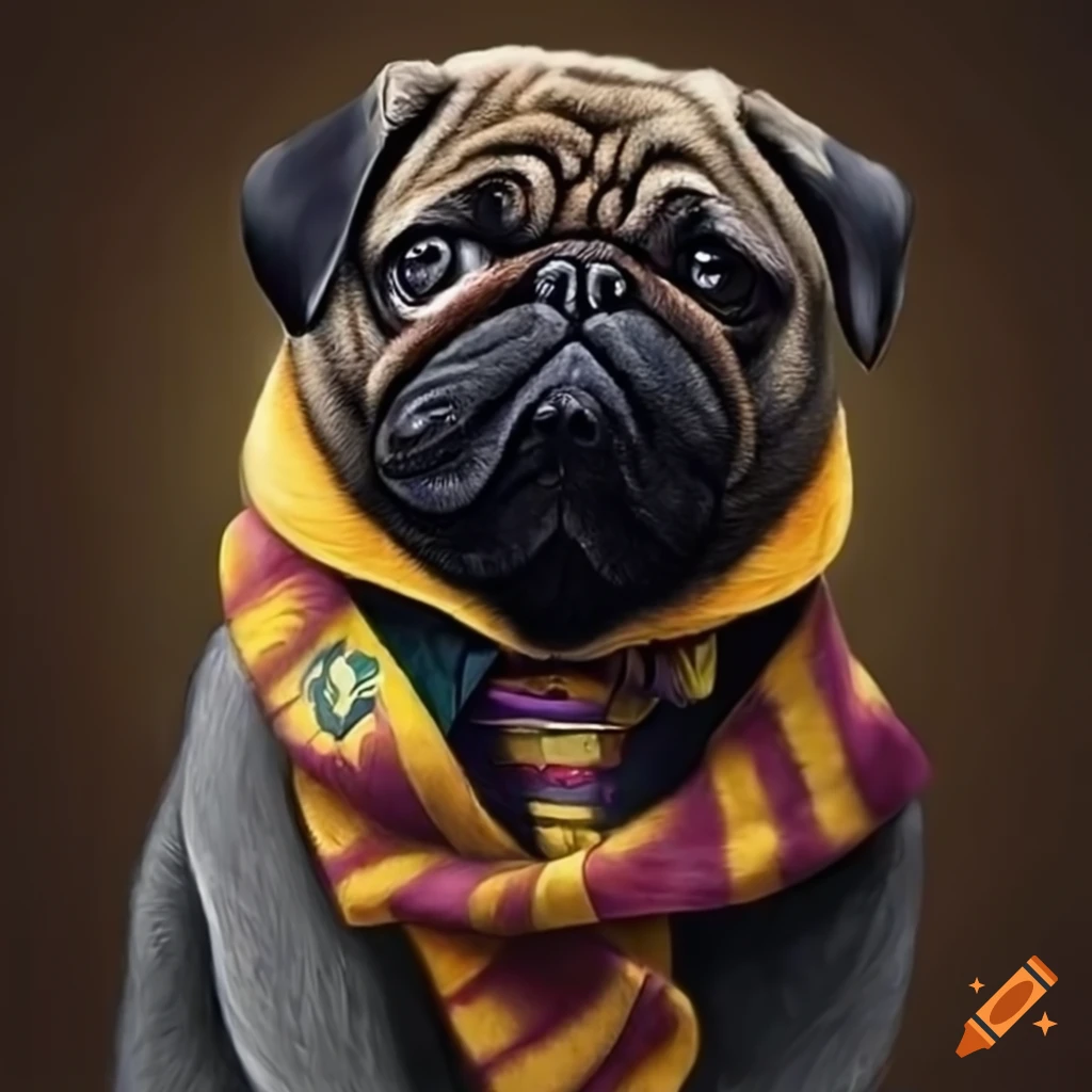 Pug holding a sword above a dragon on Craiyon