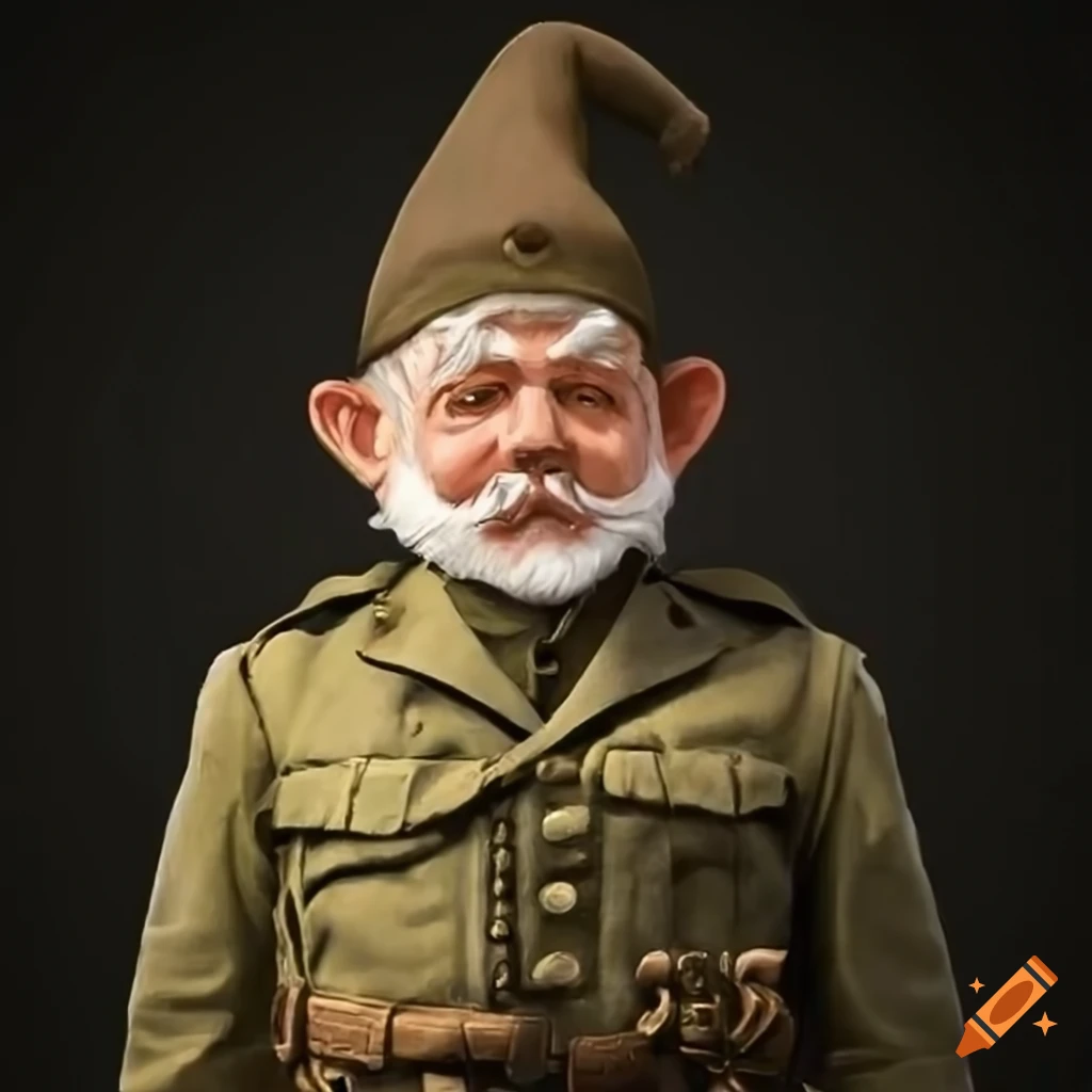 Gnome in a British World War 1 uniform on Craiyon