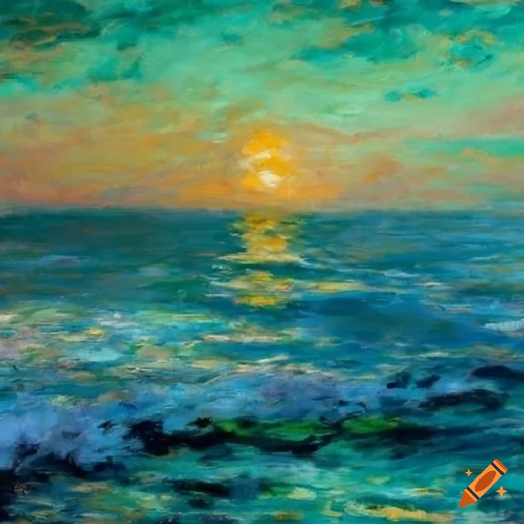 Spring seascape with mesmerizing sunset