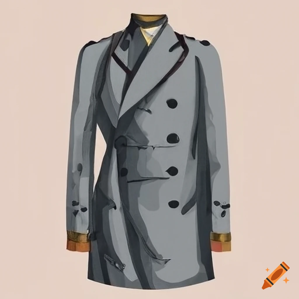 Gray double-breasted military jacket on Craiyon
