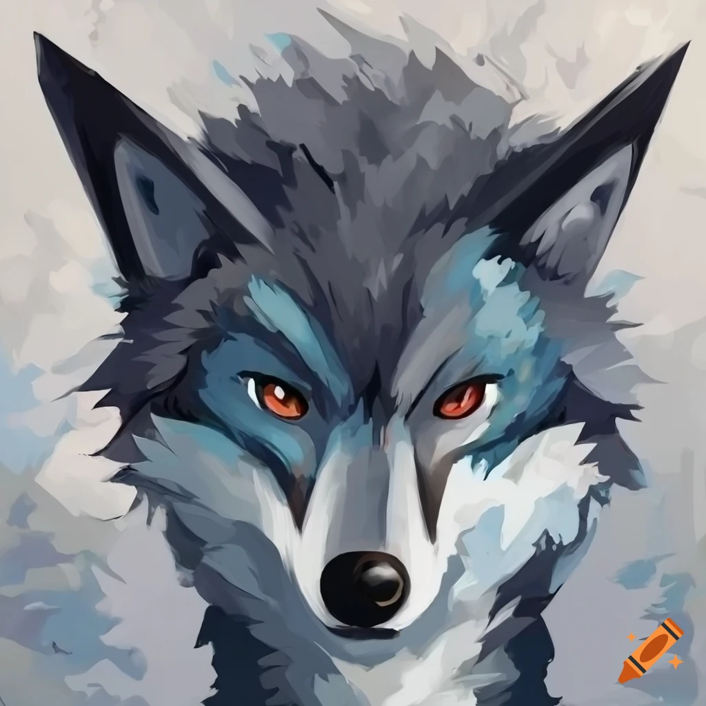 Palette knife painting of a black and white wolf Pokemon from Johto ...