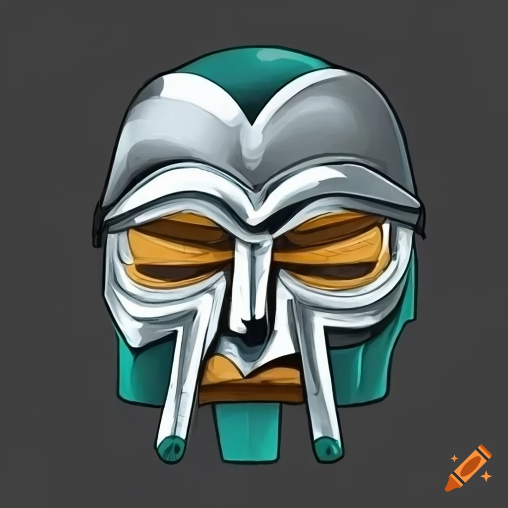 Cartoon of mf doom holding a beer on Craiyon