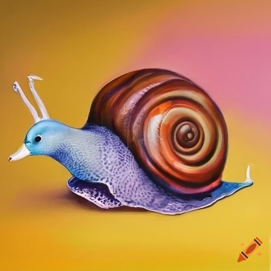 Abstract painting of a snail with a duck on Craiyon