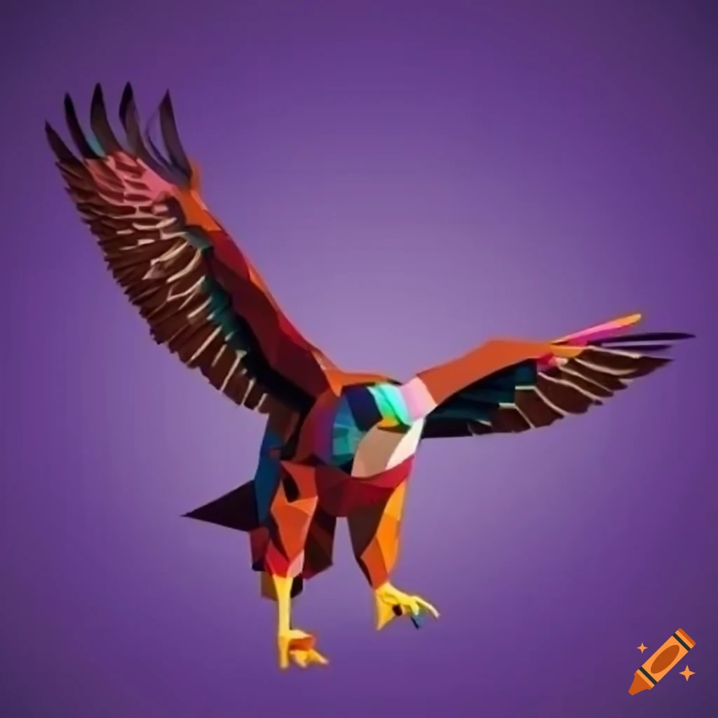 Low poly falcon in flight on Craiyon