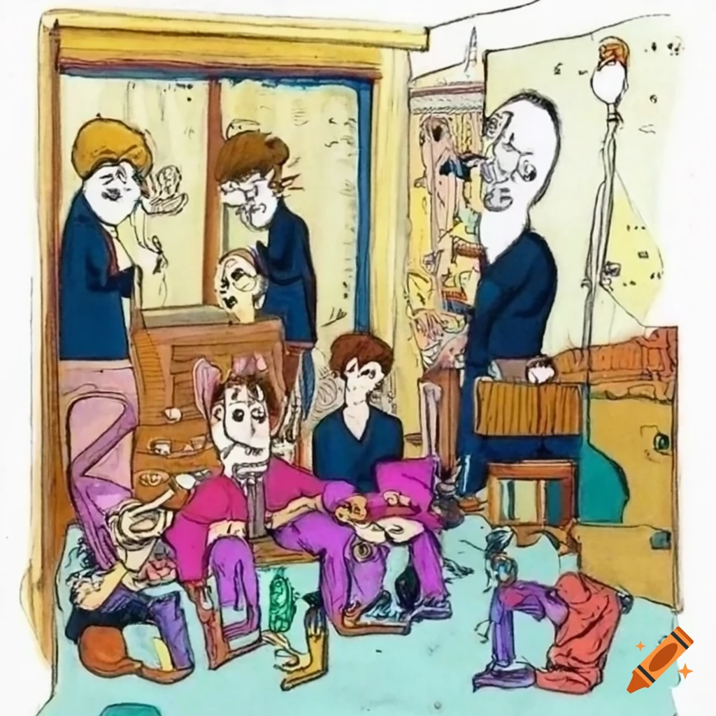 Cartoon depiction of the beatles by benito jacovitti on Craiyon