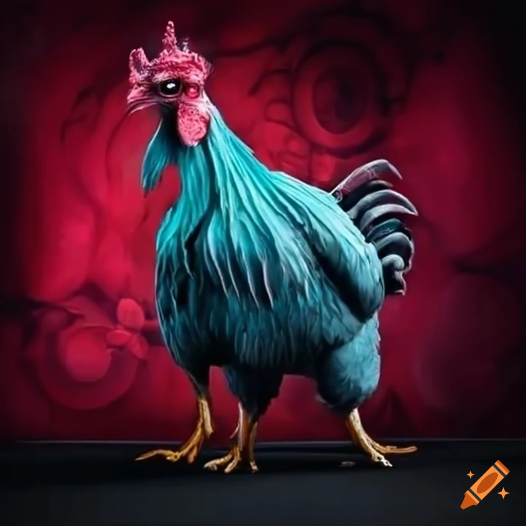 Chicken driving a muscle car