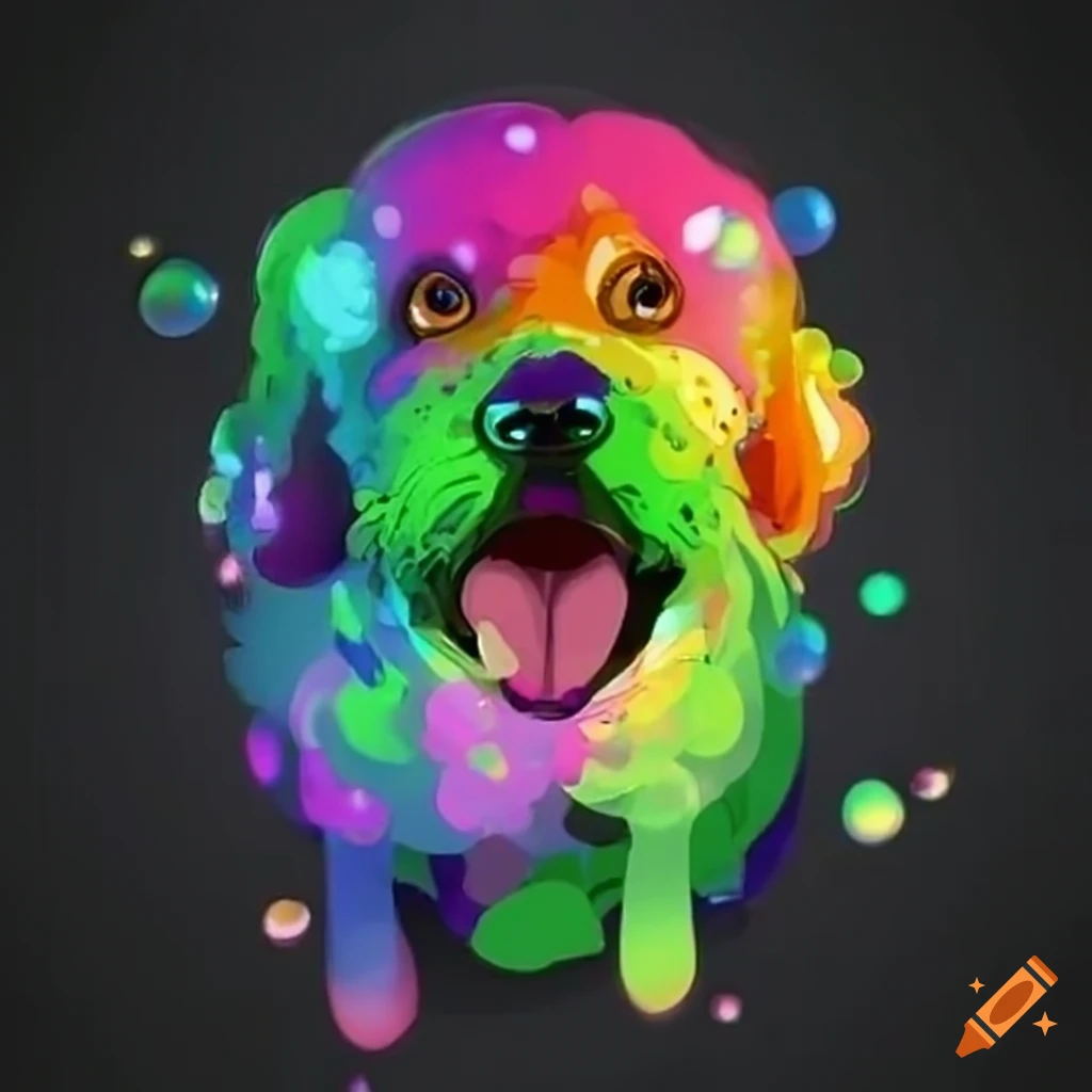 Creative artwork of a dog made of bubbles on Craiyon