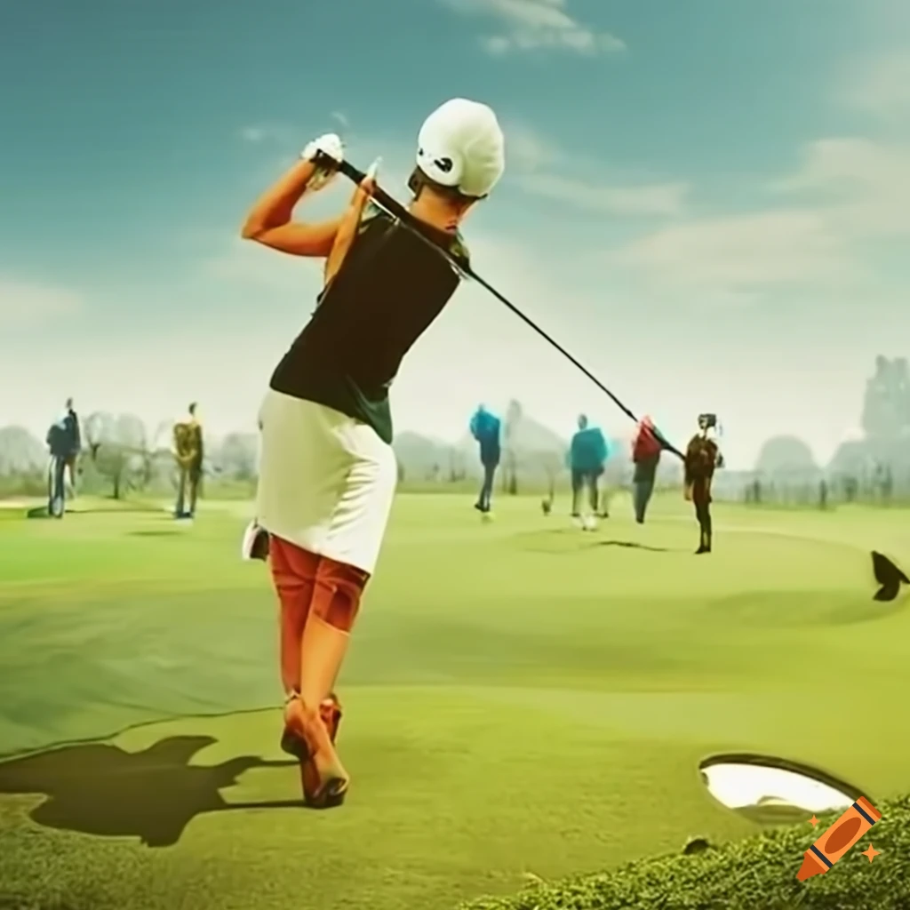 Golf competition with spectators