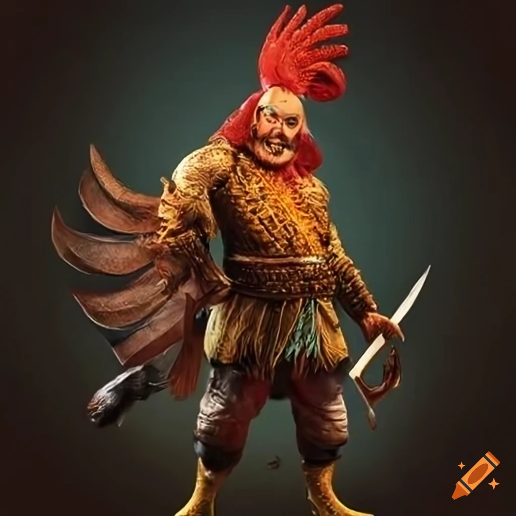 Rooster dressed as a cossack warrior on Craiyon