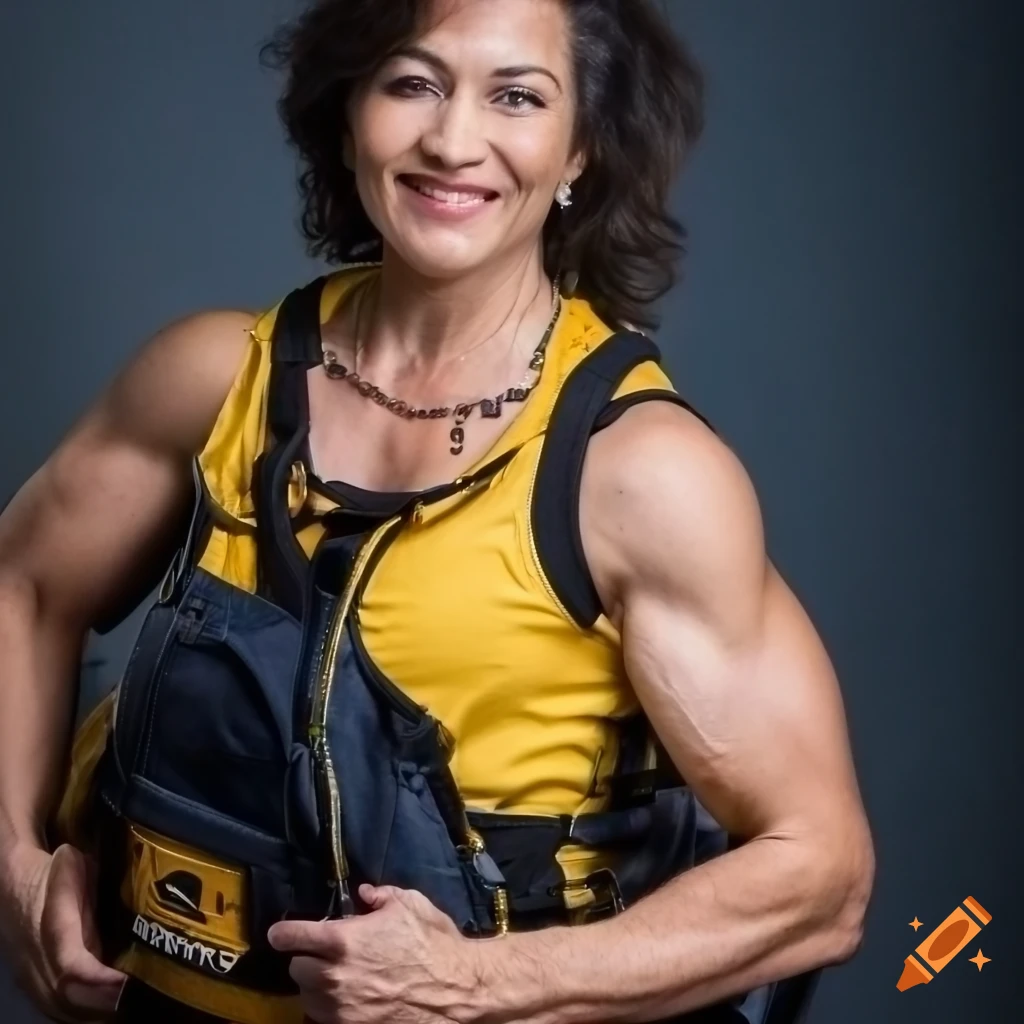 Portrait of a muscular female bodybuilder in the Himalayas on Craiyon