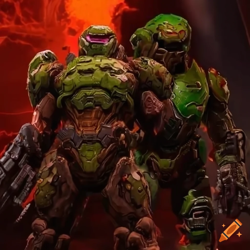 Fusion of doom slayer and transformer in alternate form on Craiyon
