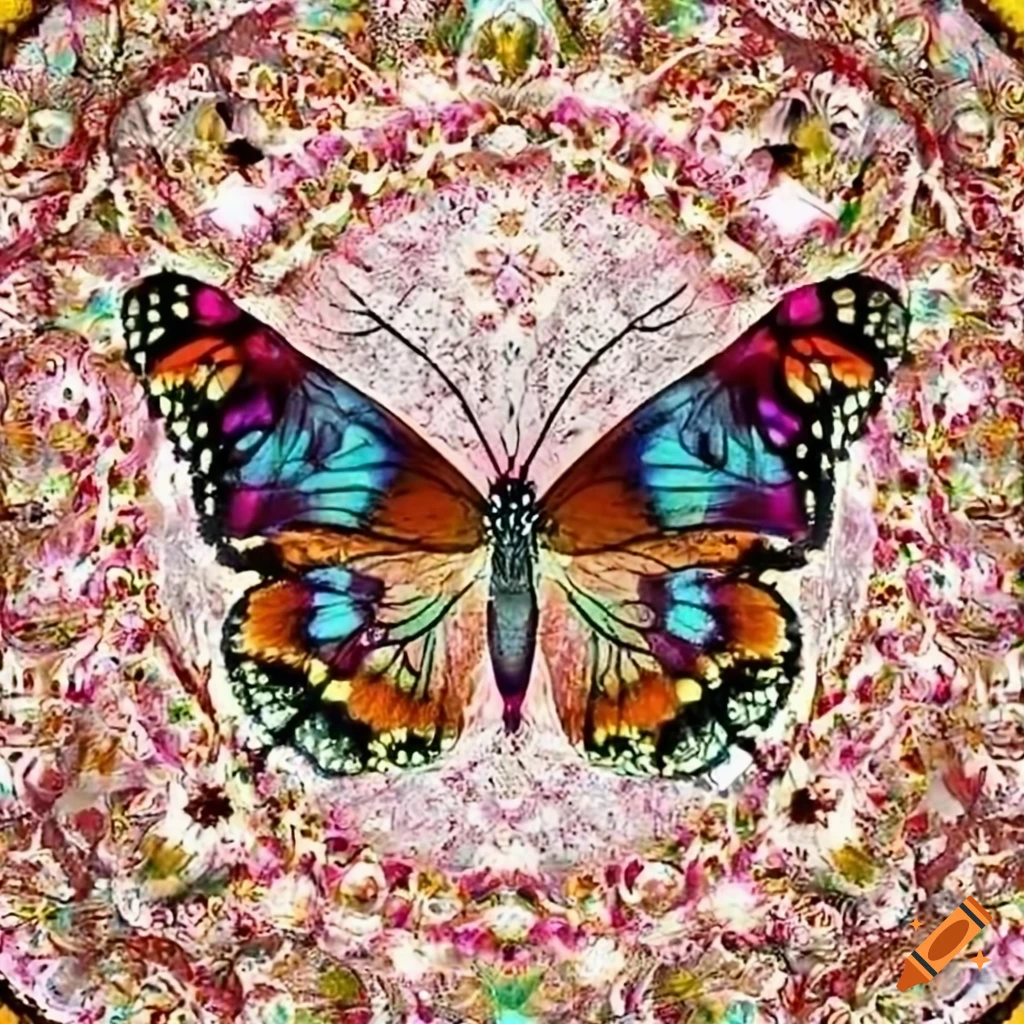 Colorful butterfly mandala artwork on Craiyon