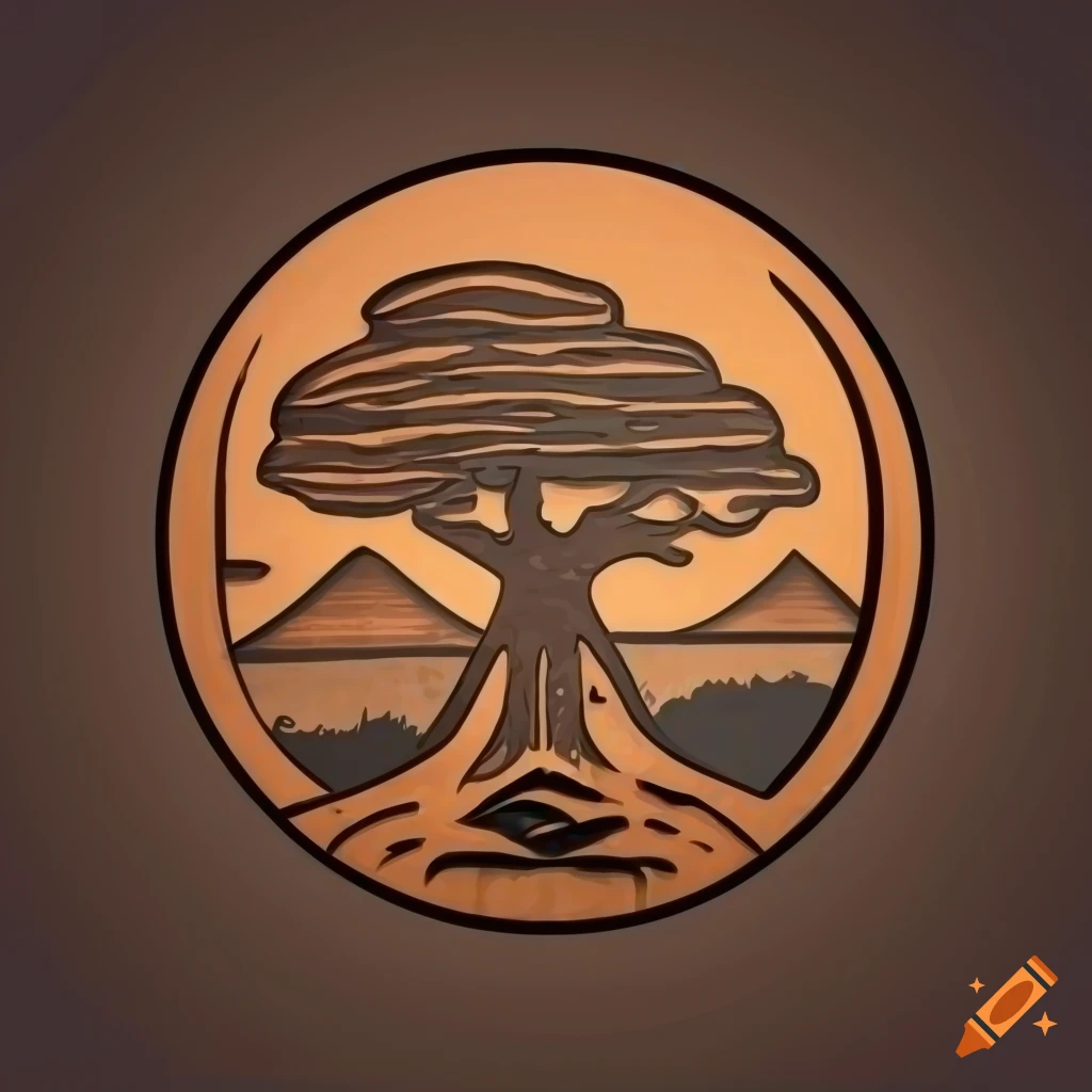 Flat vector logo for Wood Laser Engraving with pau-brasil tree on Craiyon