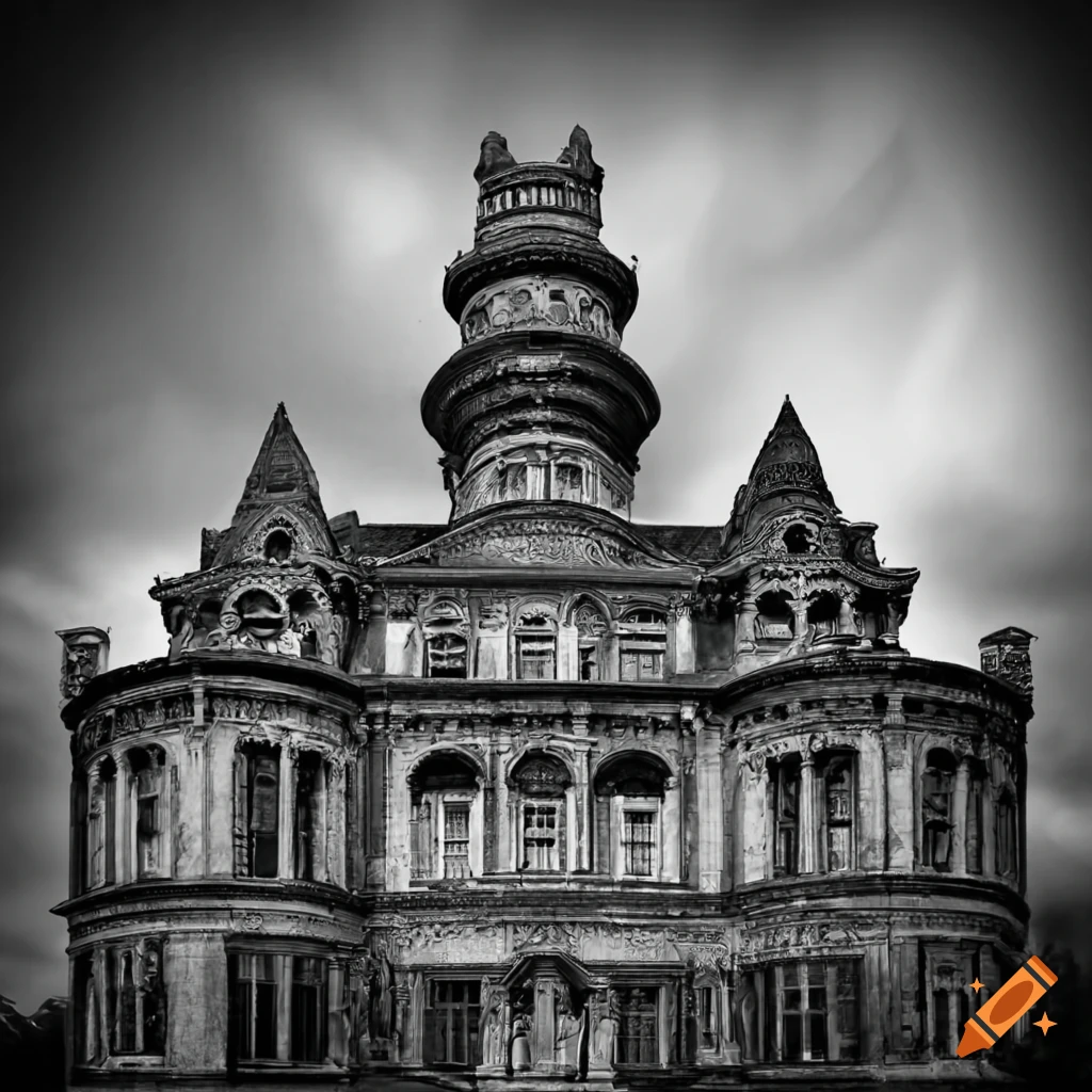 Haunting Black And White Image Of A Victorian Mansion On Craiyon