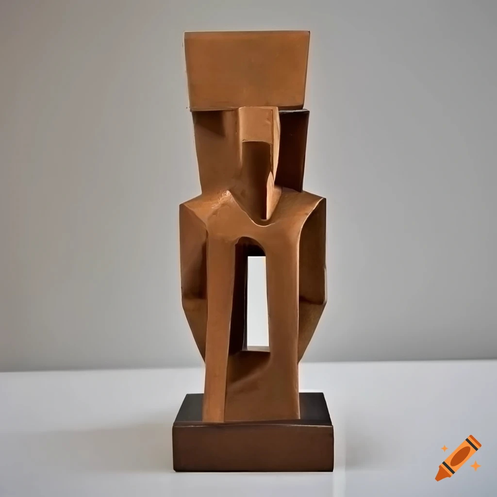 Symmetrical cubist sculpture of ancient gods on Craiyon