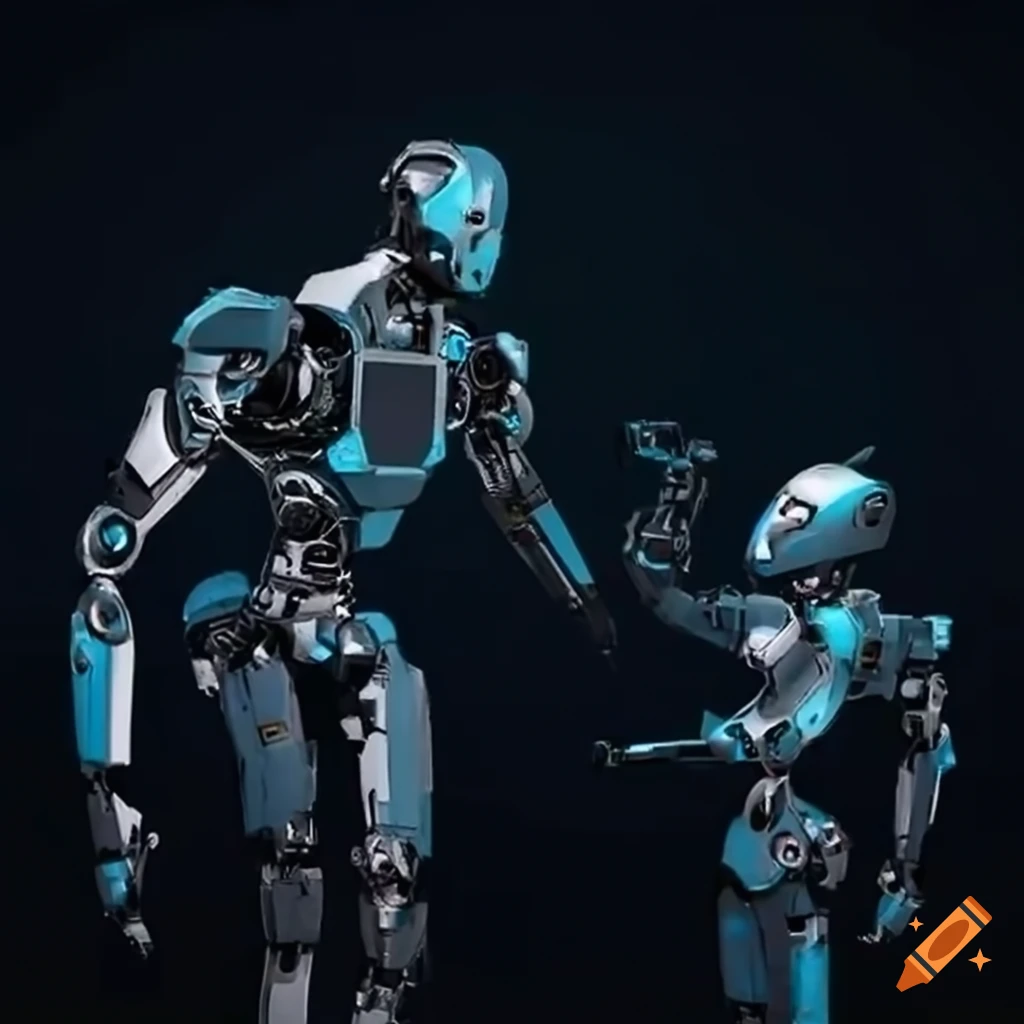 Dynamic futuristic robot battle in an octagon on Craiyon