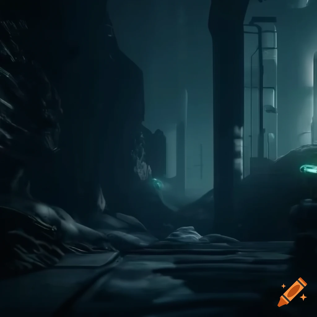 Mysterious monster in dark mining cave in a liminal space on Craiyon