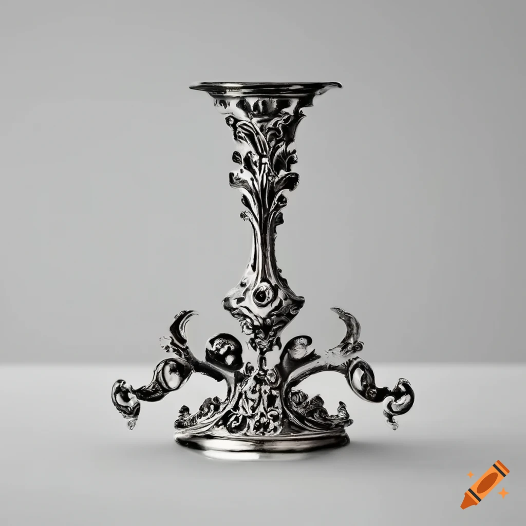 Silver baroque candlestick plate