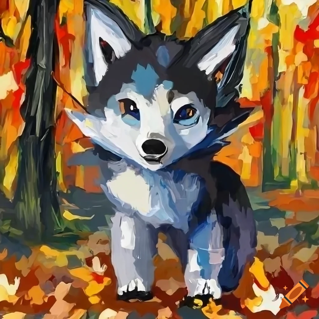 Black and white painting of a pokemon wolf cub on Craiyon