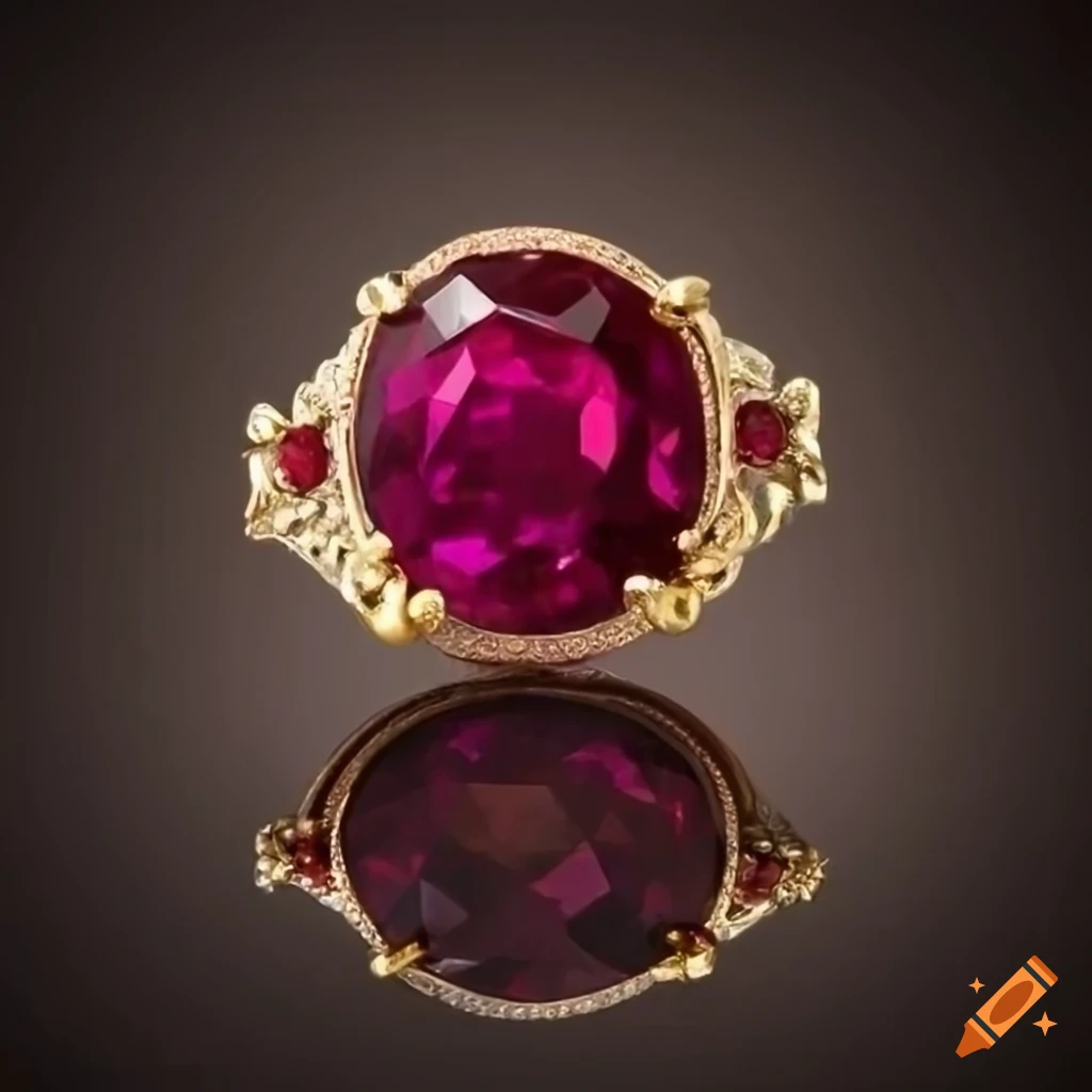 Realistic display of medieval ruby jewelry on Craiyon