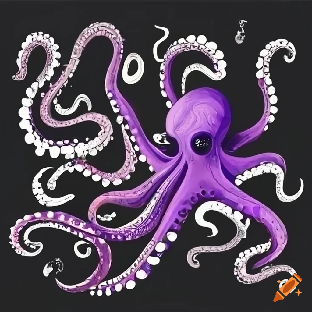 Purple octopuses playing guitars on stage on Craiyon