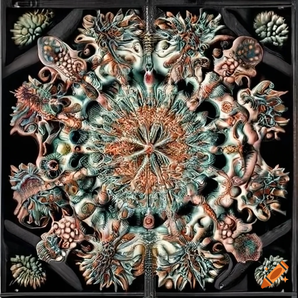 Ernst haeckel-inspired three-dimensional geometric art on Craiyon