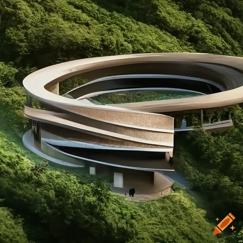 Modern architecture school on a hill slope on Craiyon