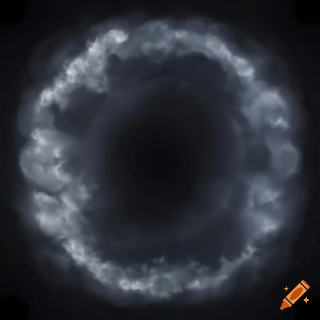 Minimalist artwork of circular clouds on black background on Craiyon