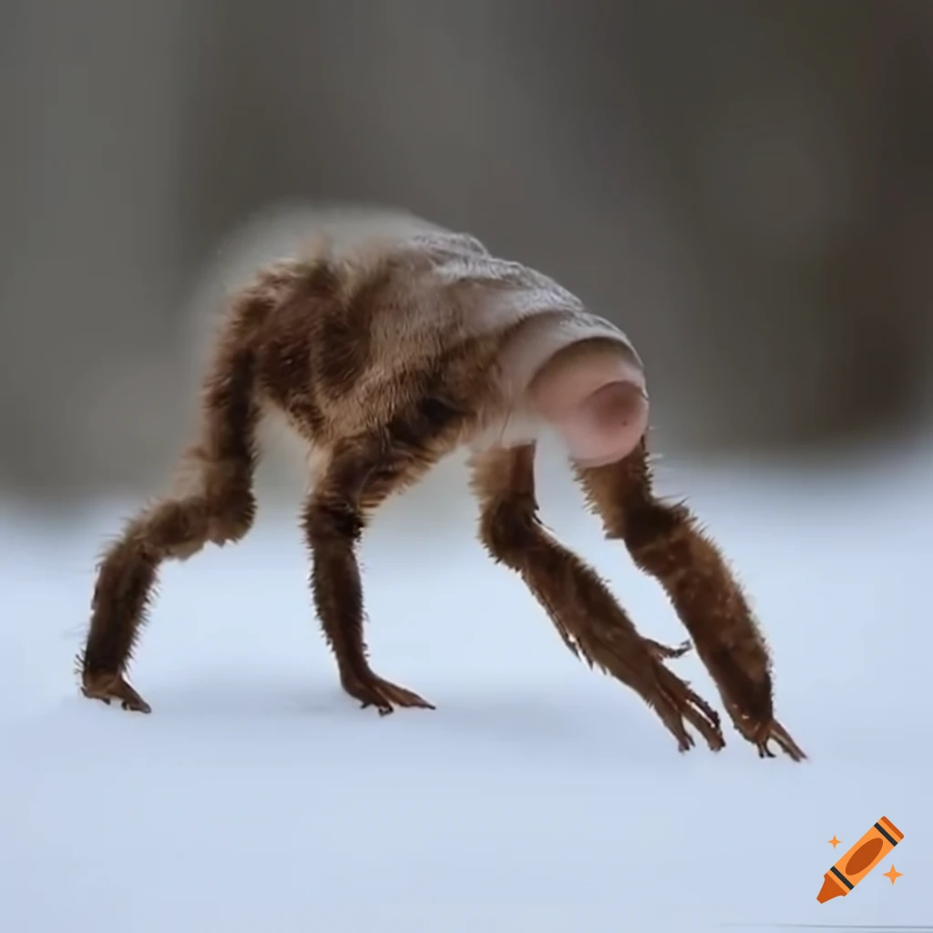 White alien creature in snowy landscape on Craiyon