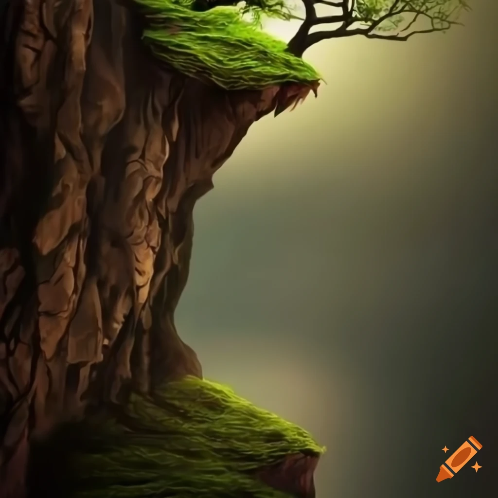 Tree growing on top of cliff
