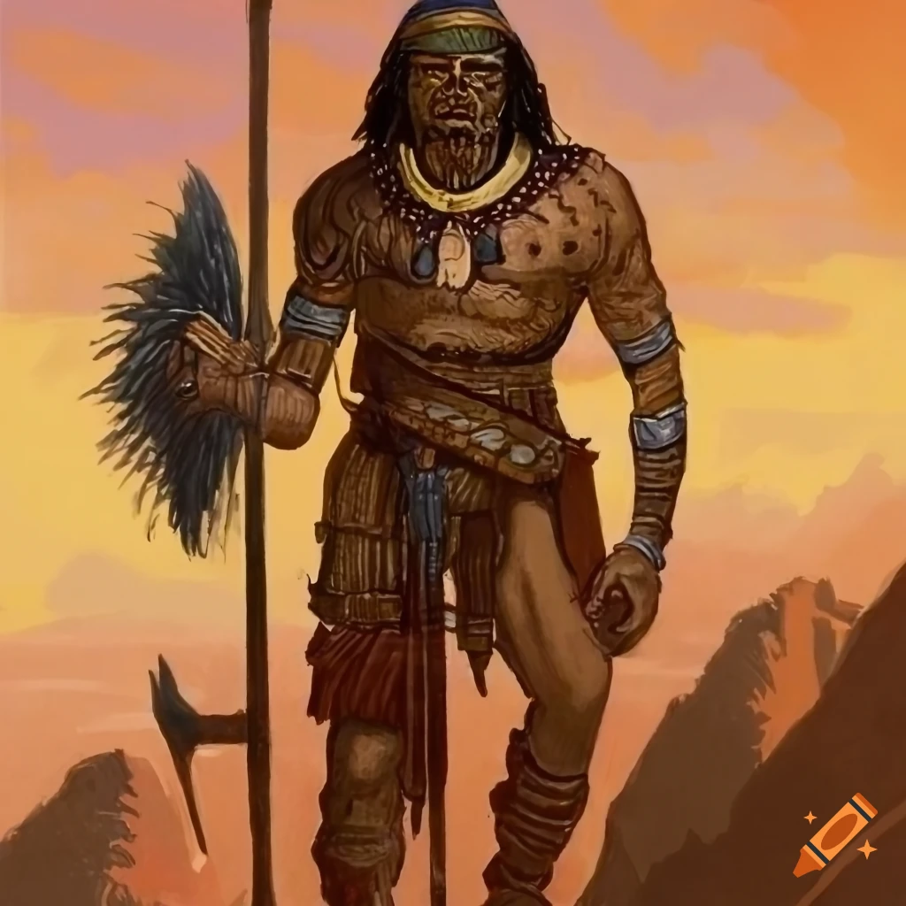 Khoisan-inspired fantasy warrior in unique armor