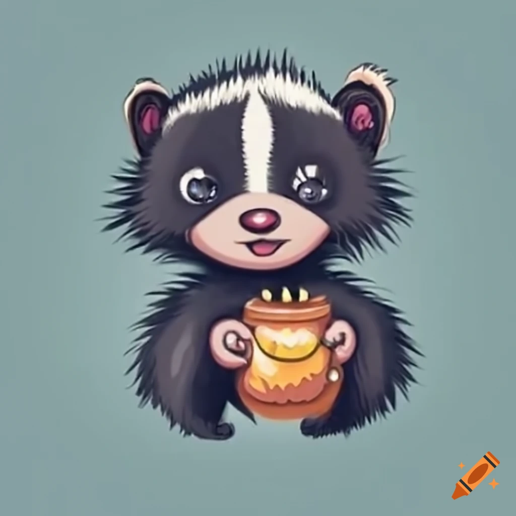 Baby skunk holding a candle jar on Craiyon