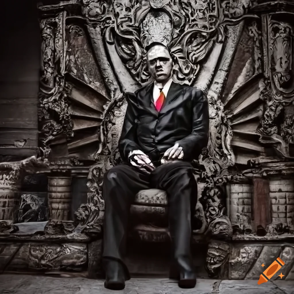Image of a powerful mafia boss on a throne on Craiyon