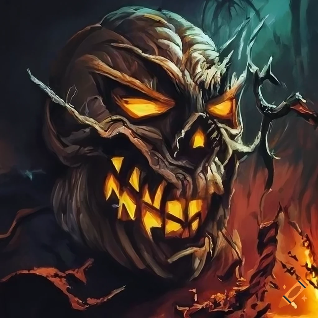 Sinister halloween pumpkin with sharp teeth on Craiyon