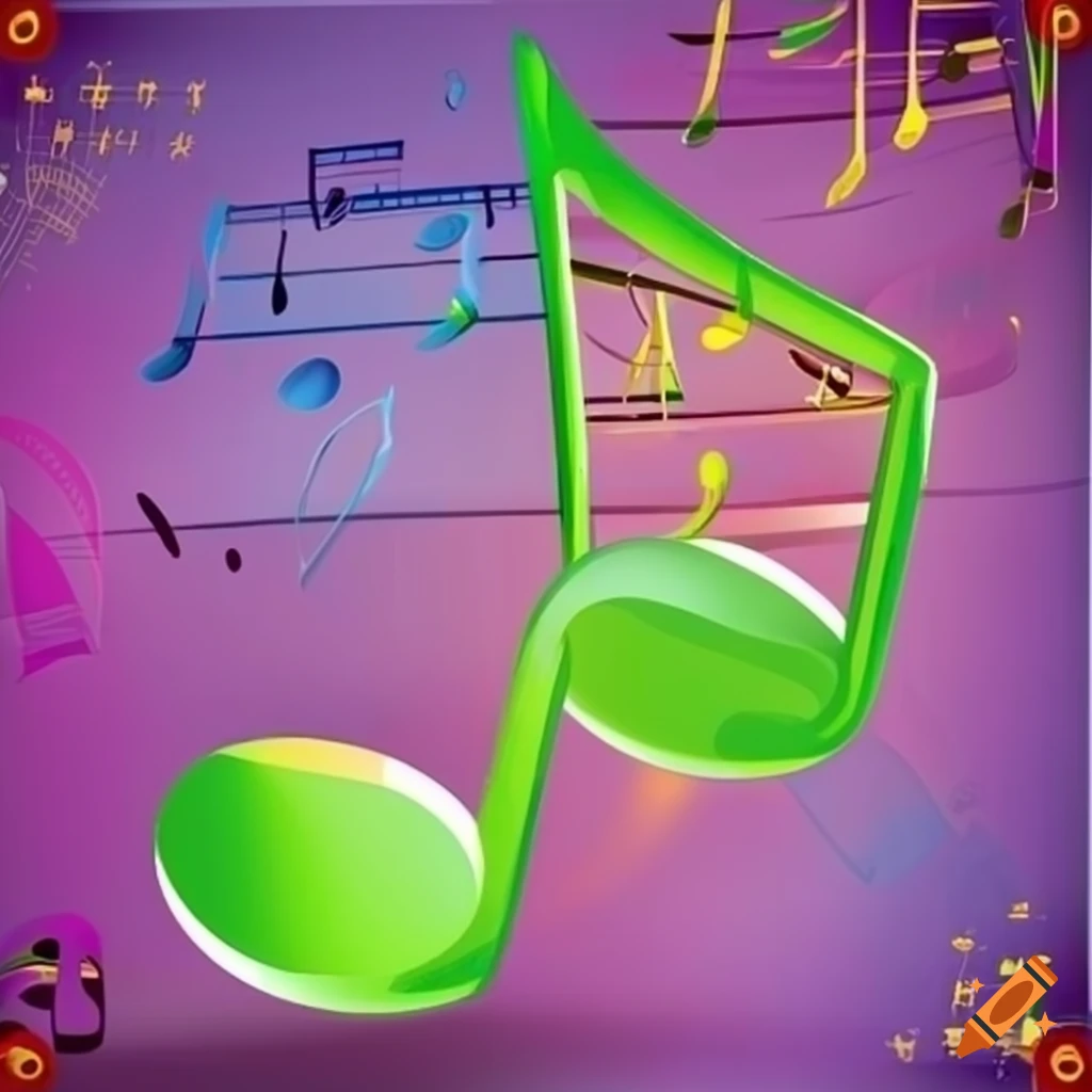 Colorful illustration of musical notes on Craiyon