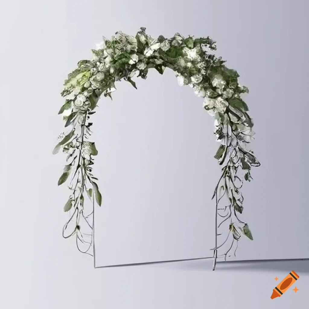 Silver ornamental arch with wreath of leaves
