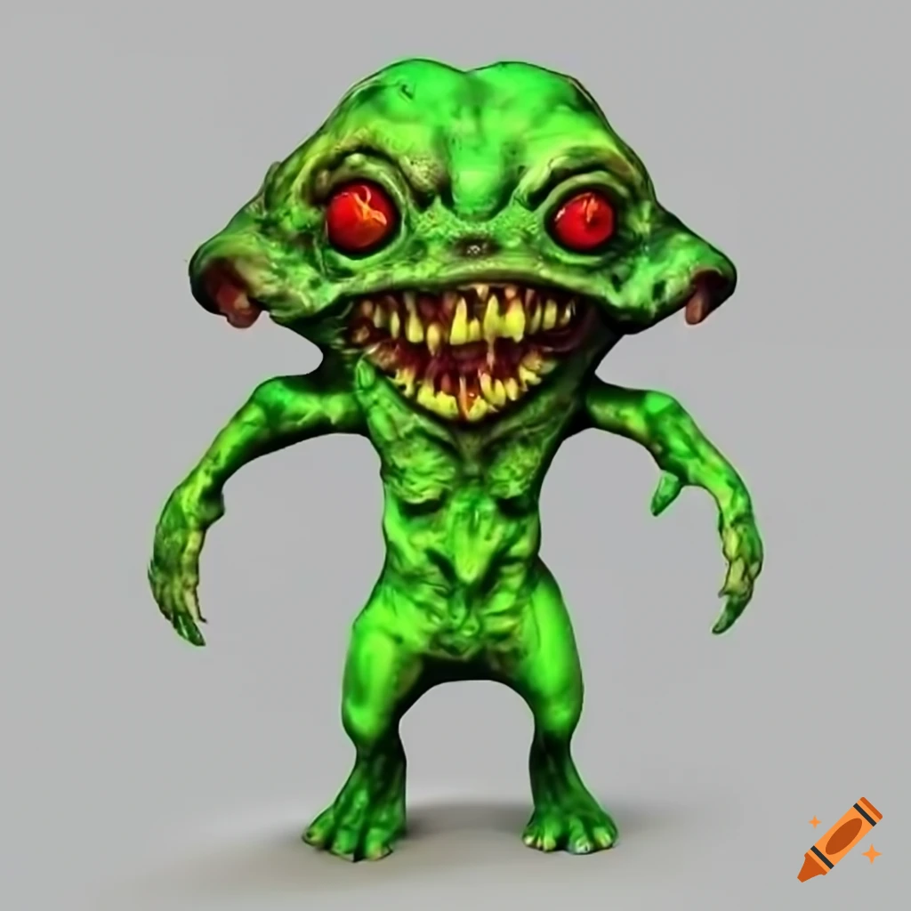Toxic 3d creature with acid-like features