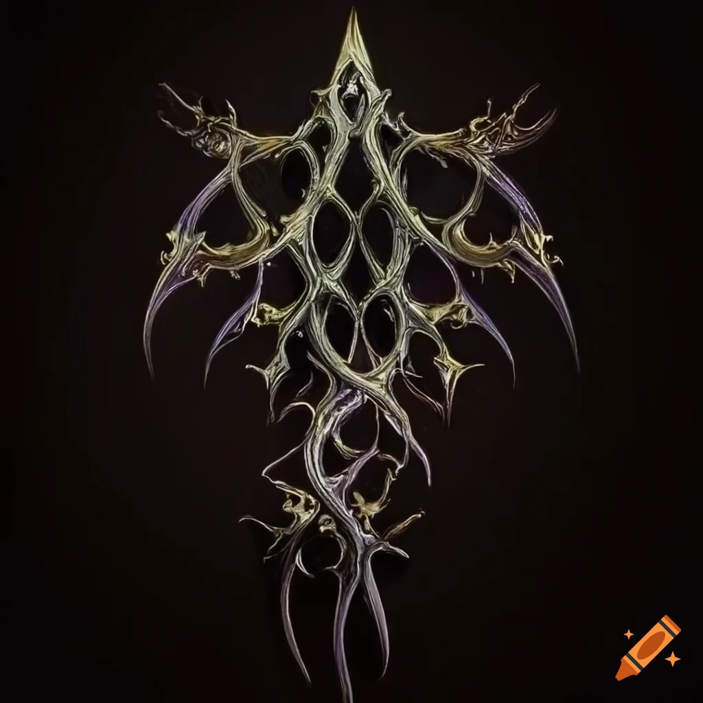 Abstract metal logo with intricate details on Craiyon