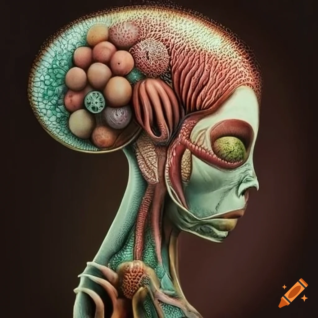 Vintage artwork of alien soul anatomy on Craiyon